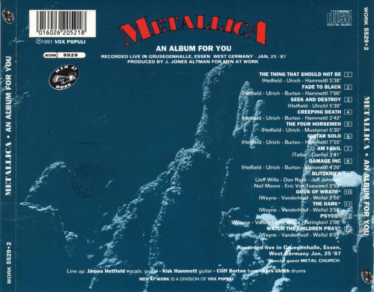 Metallica An Almbum For You : Back | CD Covers | Cover Century | Over 1 ...